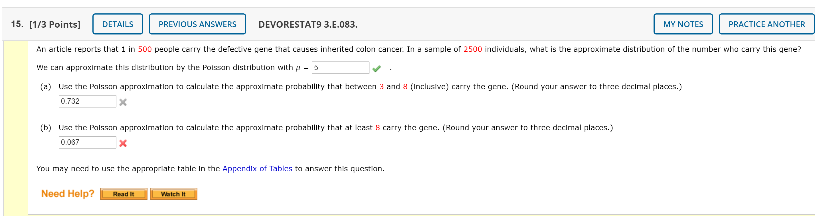Solved 15. [1/3 Points] DETAILS PREVIOUS ANSWERS DEVORESTAT9 | Chegg.com