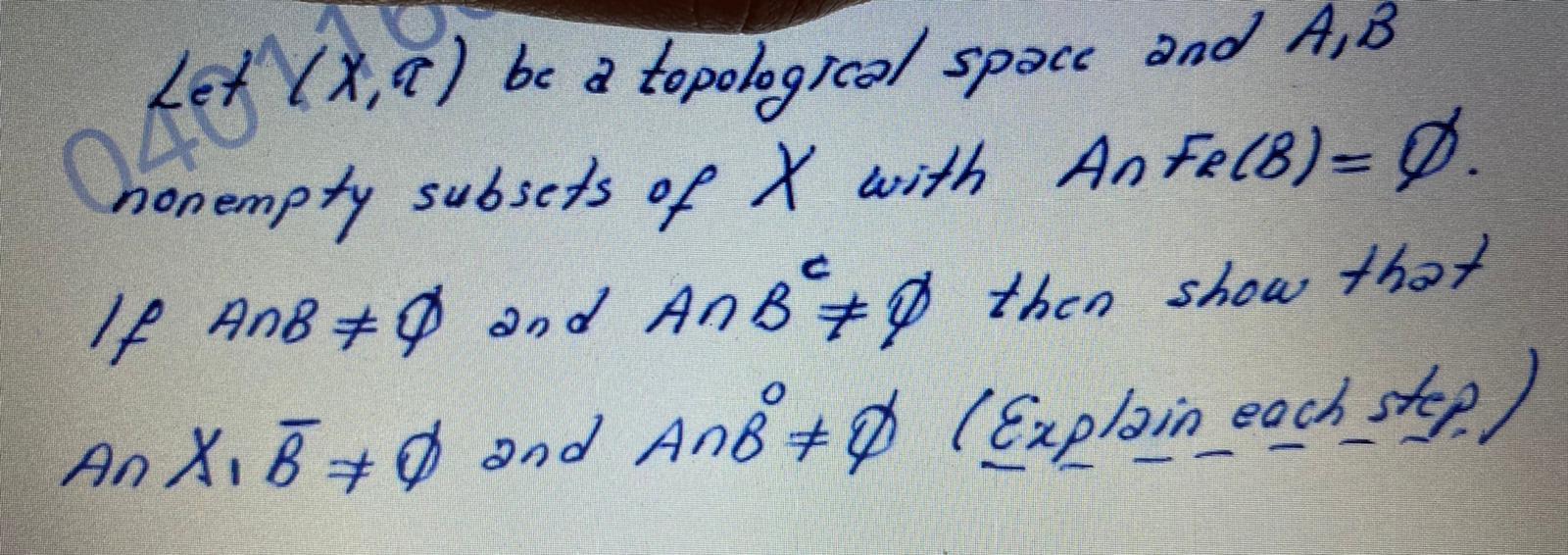 Solved Let V1,2) be a topological space and AB nonempty | Chegg.com