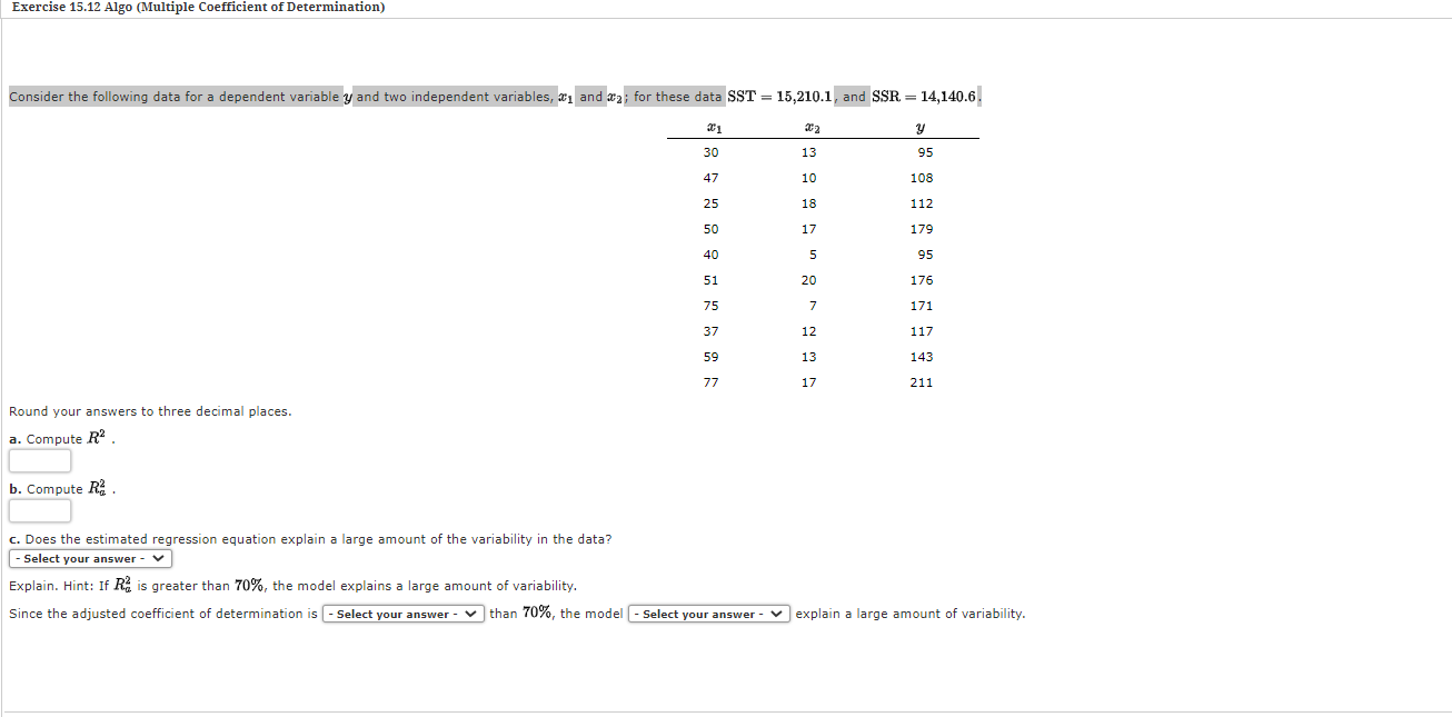 Solved Exercise 15.12 Algo (Multiple Coefficient of | Chegg.com