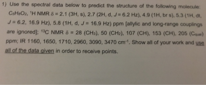 Solved Use the spectral data below to predict the structure | Chegg.com