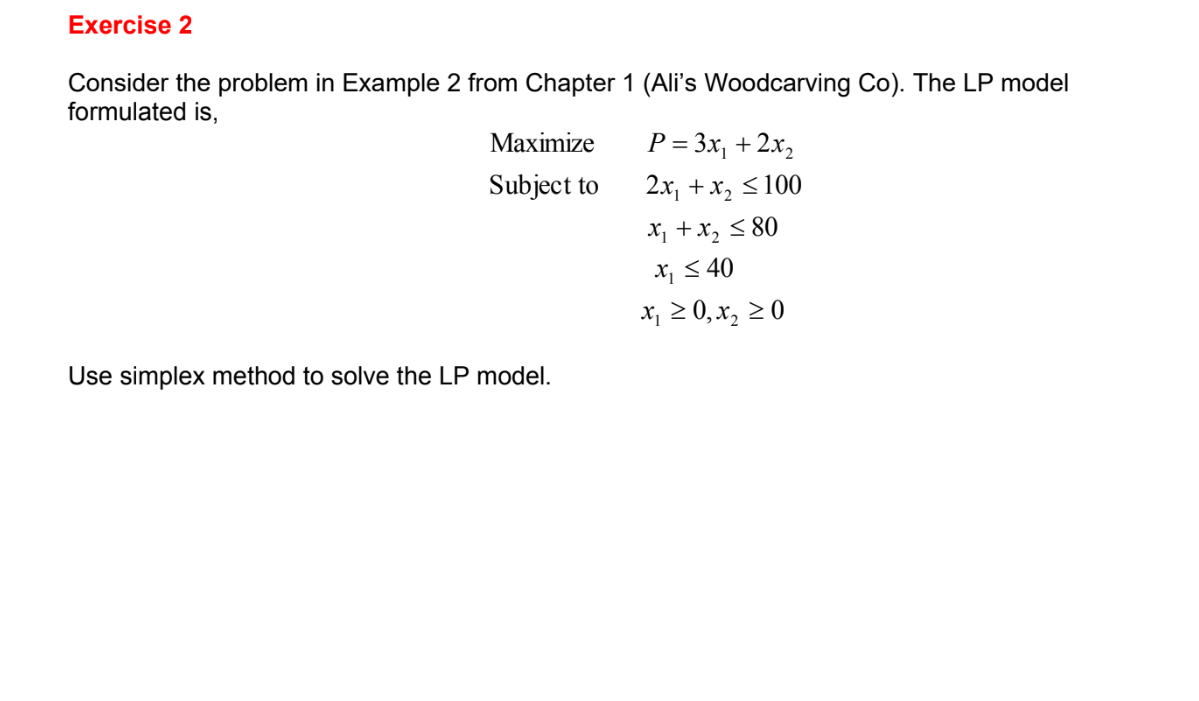 Solved Exercise 2 Consider the problem in Example 2 from | Chegg.com