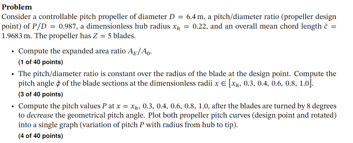 Solved Consider a controllable pitch propeller of diameter | Chegg.com