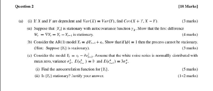 Solved (a) (i) If X and Y are dependent and Var(X)=Var(Y), | Chegg.com
