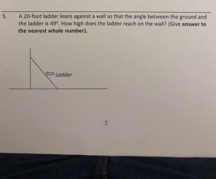 Solved A 20-foot ladder leans against a wall so that the | Chegg.com