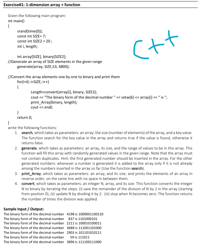 Solved by an EXPERT write a very simple and basic C++ ﻿program(use arrays | Chegg.com