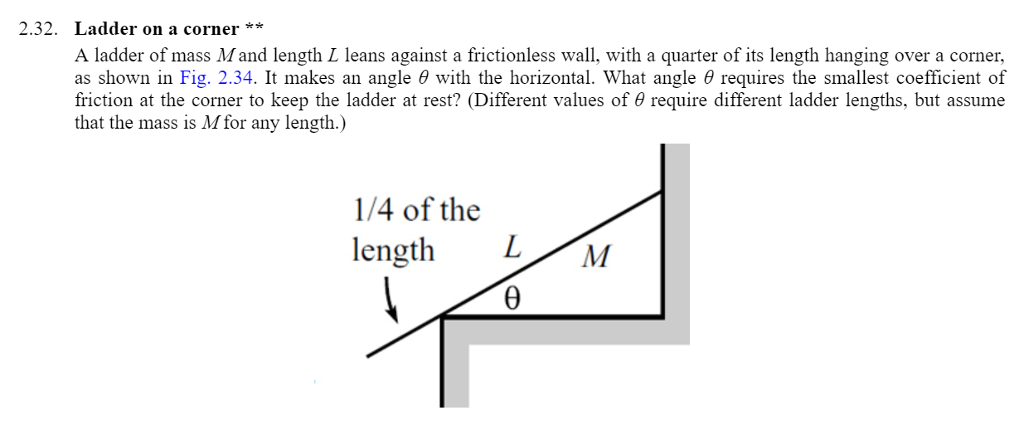 Solved Ladder on a corner problem: A ladder leans on a | Chegg.com