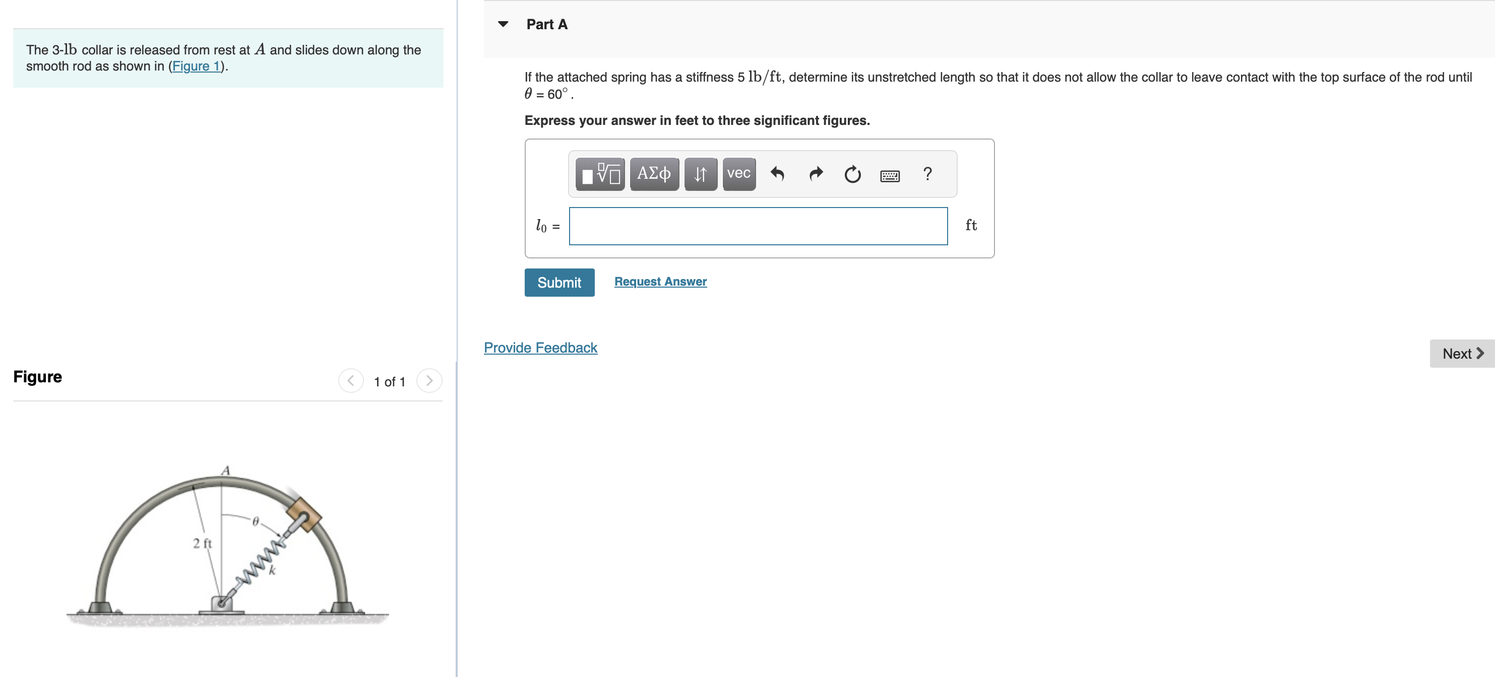 Solved The 3-lb collar is released from rest at A and slides | Chegg.com