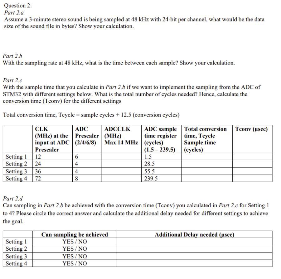 Solved Question 2: Part 2.a Assume a 3-minute stereo sound | Chegg.com
