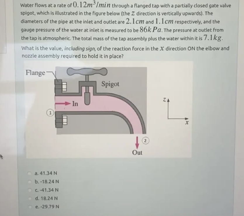 Solved Water flows at a rate of 0.12m^(3)//min through a | Chegg.com