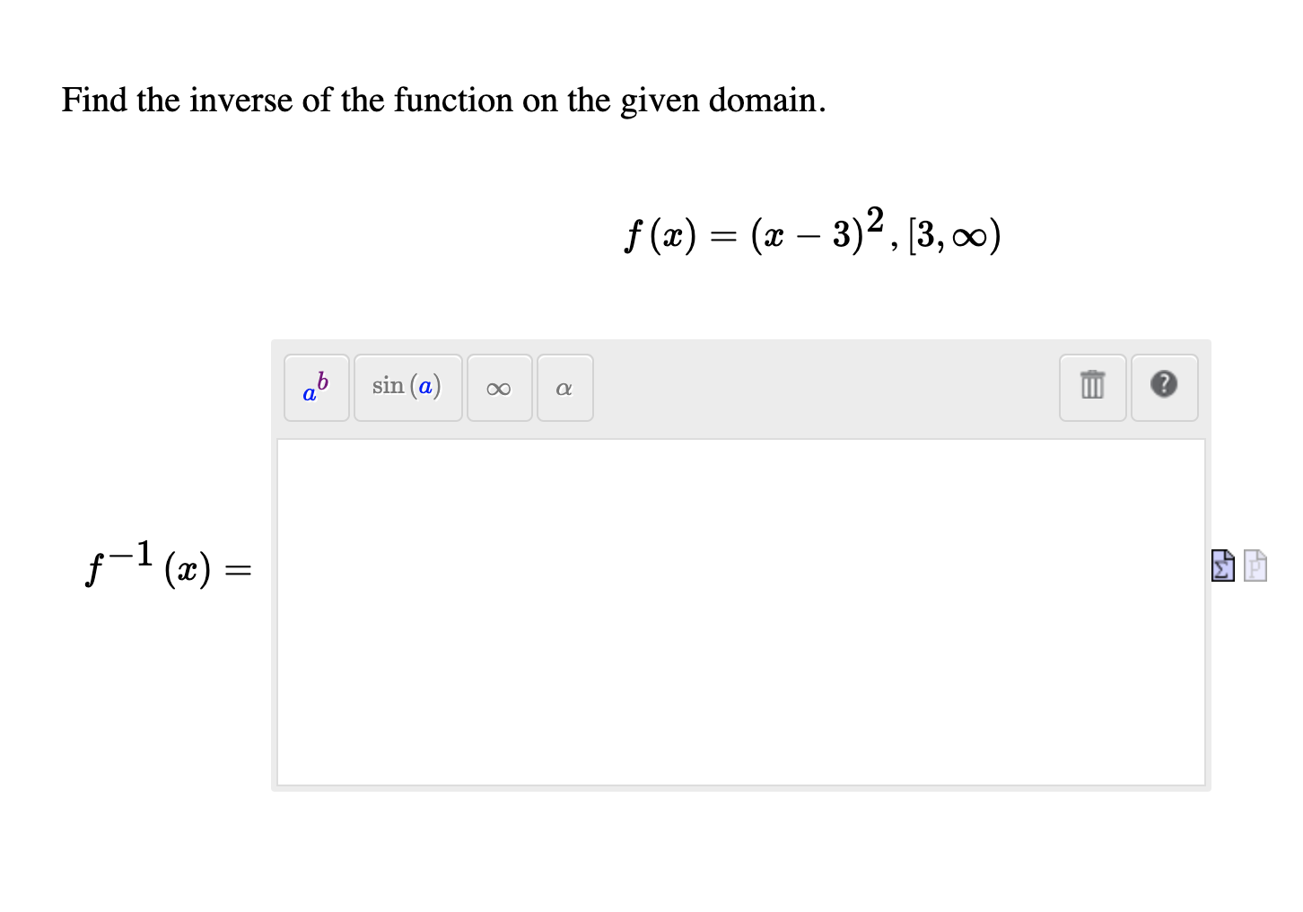 solved-find-the-inverse-of-the-function-on-the-given-domain-chegg