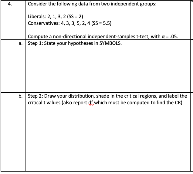 \begin{tabular}{l|l} 4. & Consider the following data | Chegg.com