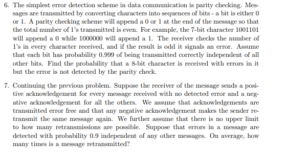 Solved 6 The Simplest Error Detection Scheme In Data 