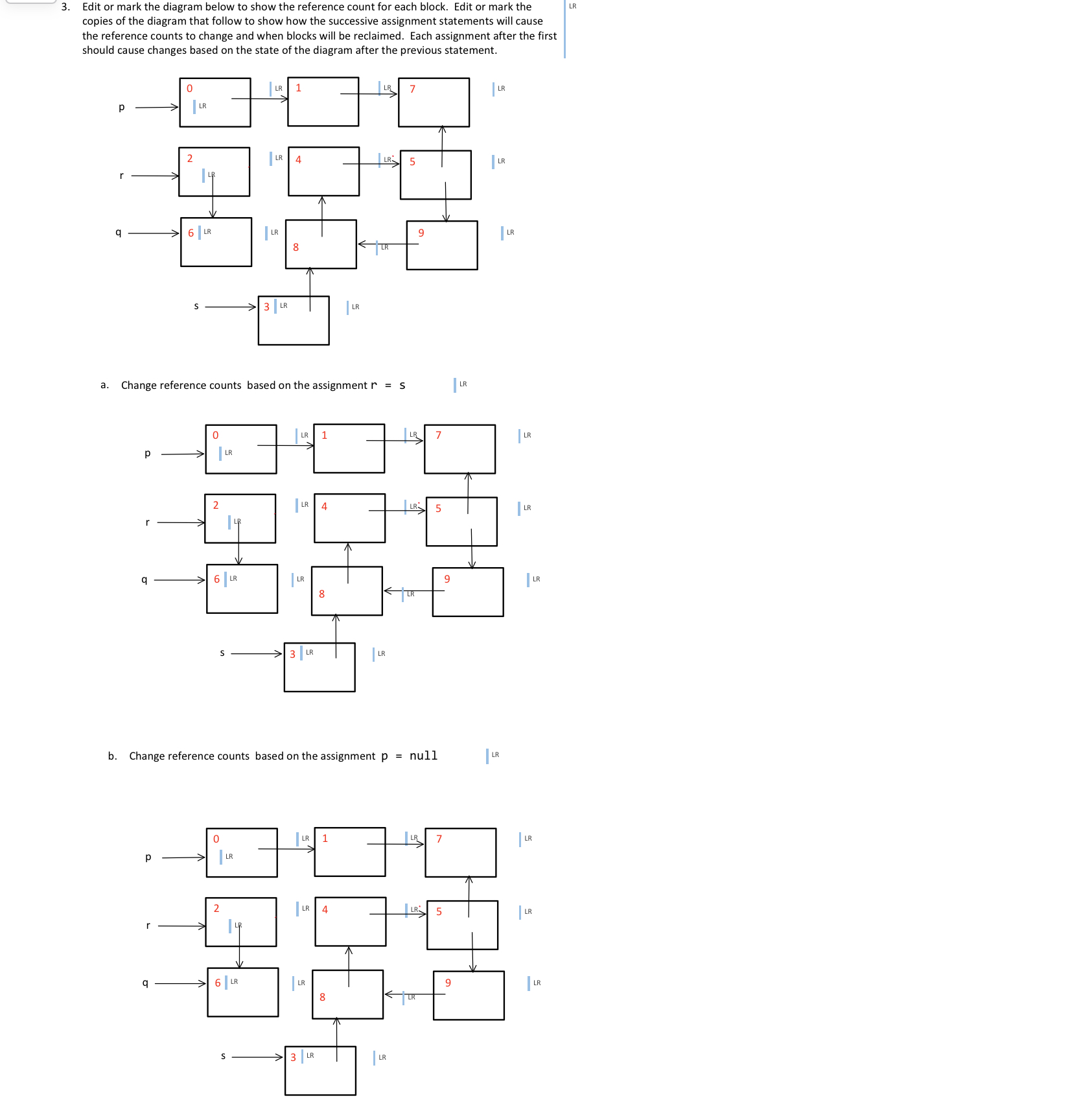 Solved b. ﻿Change reference counts based on the assignment | Chegg.com