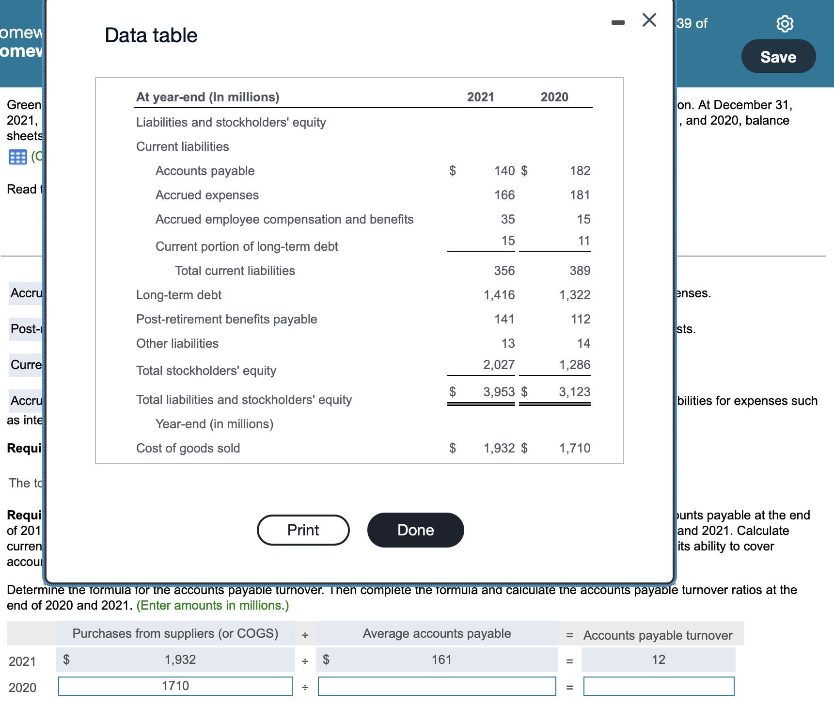 Solved Data table39 ﻿ofGreen2021,sheetsE: (C)Read | Chegg.com