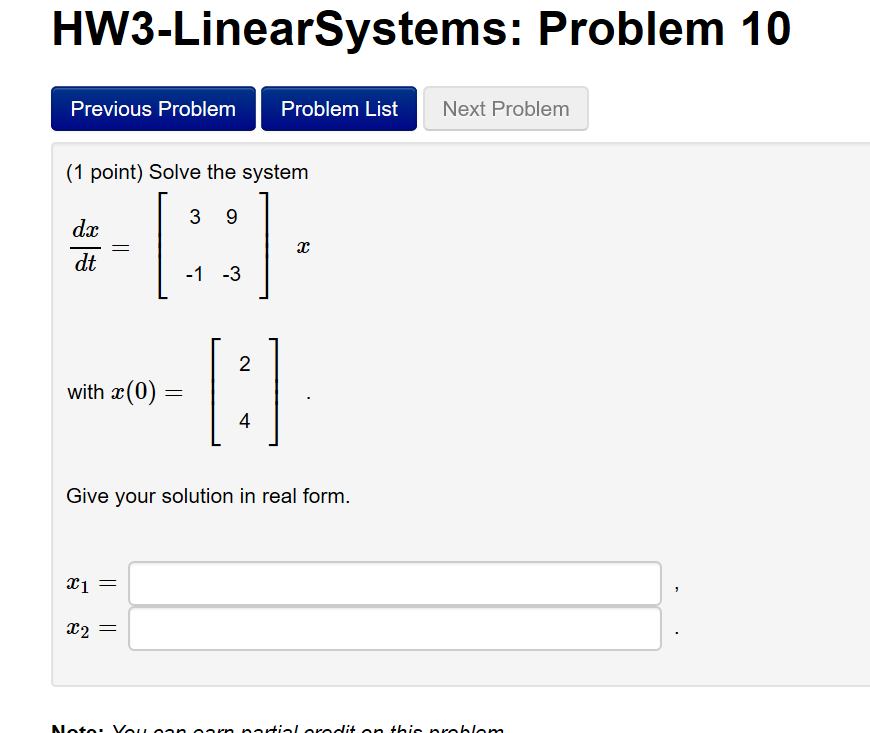 Solved HW3-Linear Systems: Problem 10 Previous Problem | Chegg.com