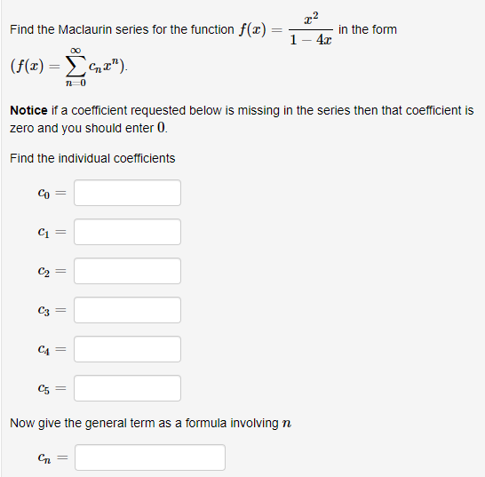 Solved Find the Maclaurin series for the function | Chegg.com
