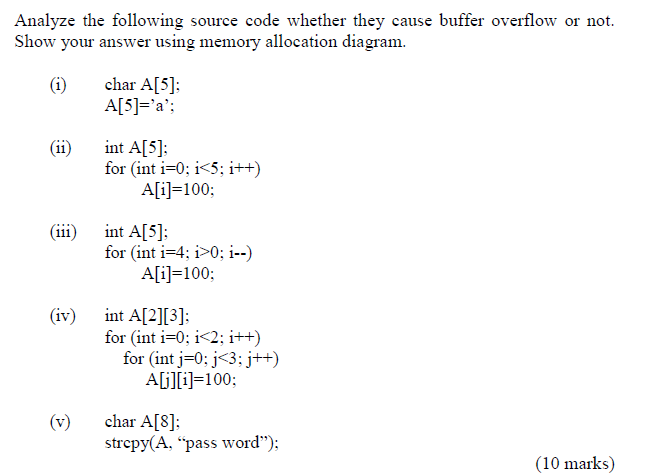 Solved Analyze the following source code whether they cause | Chegg.com