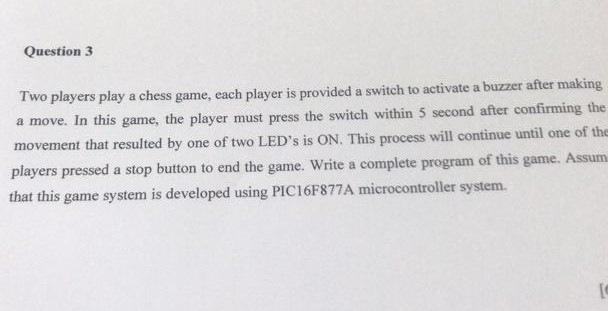 Question3 Two players play a chess game, each player | Chegg.com
