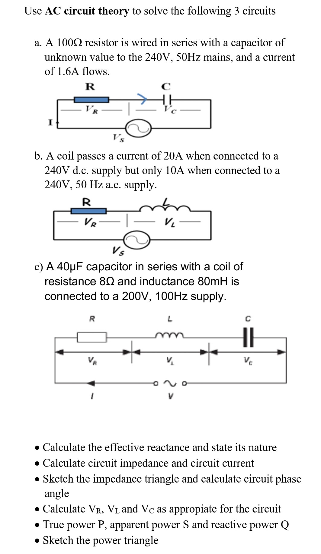 Solved Use AC circuit theory to solve the following 3 | Chegg.com