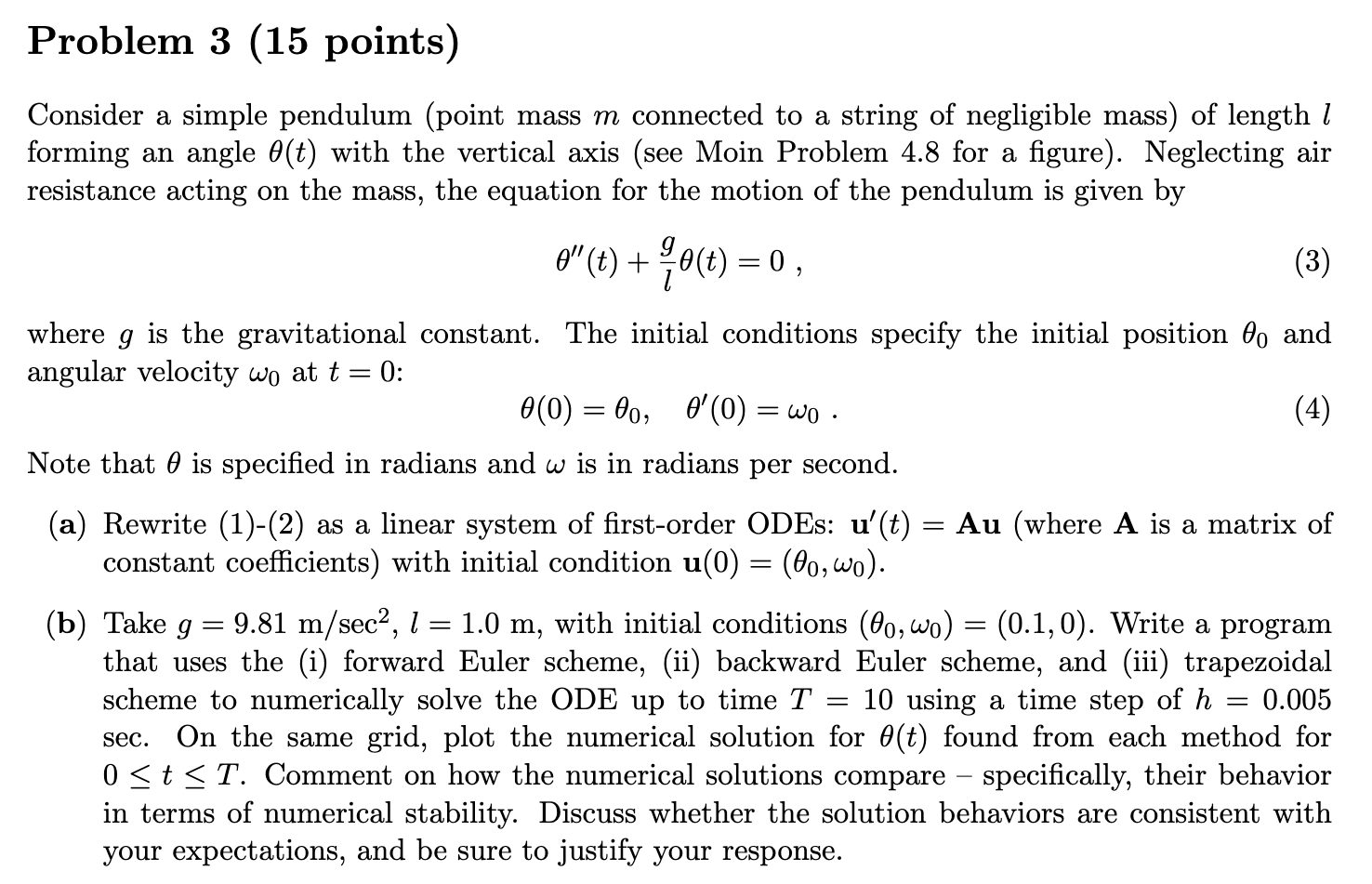 Consider a simple pendulum (point mass m connected to | Chegg.com