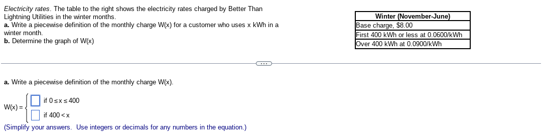 Solved Electricity rates. The table to the right shows the | Chegg.com