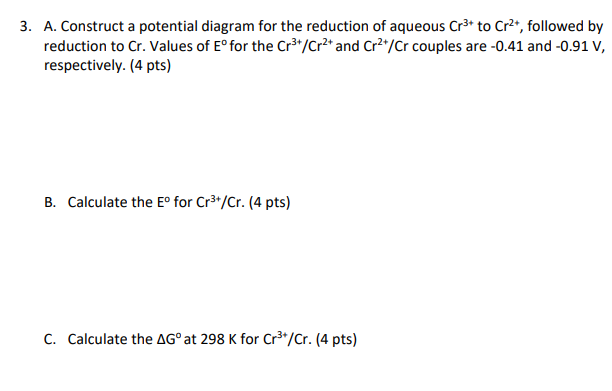 Solved Construct a potential diagram for the reduction of | Chegg.com