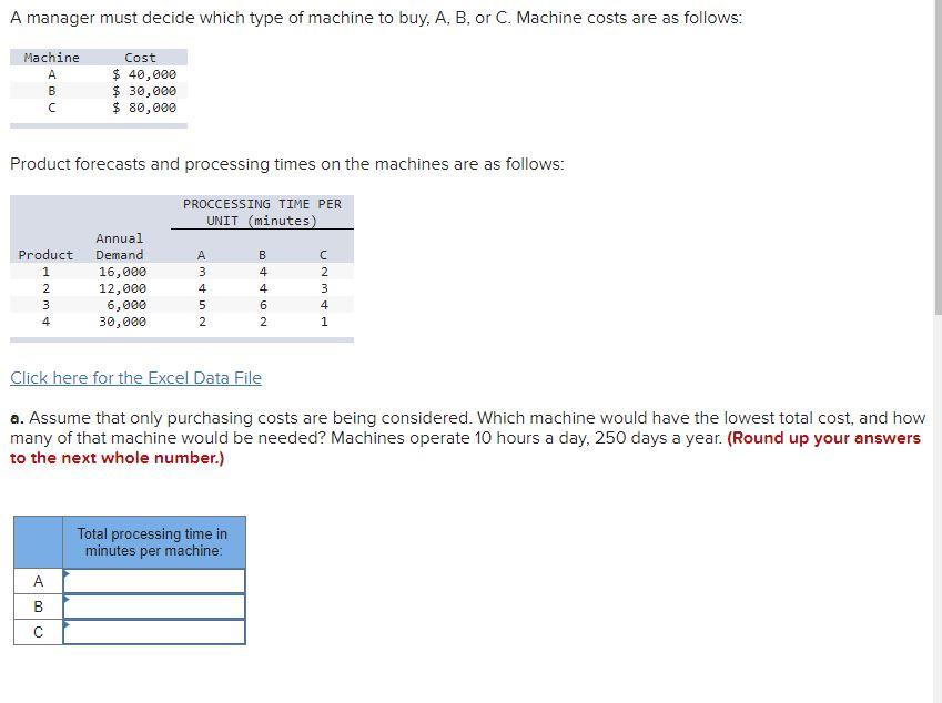 Solved A manager must decide which type of machine to buy, | Chegg.com