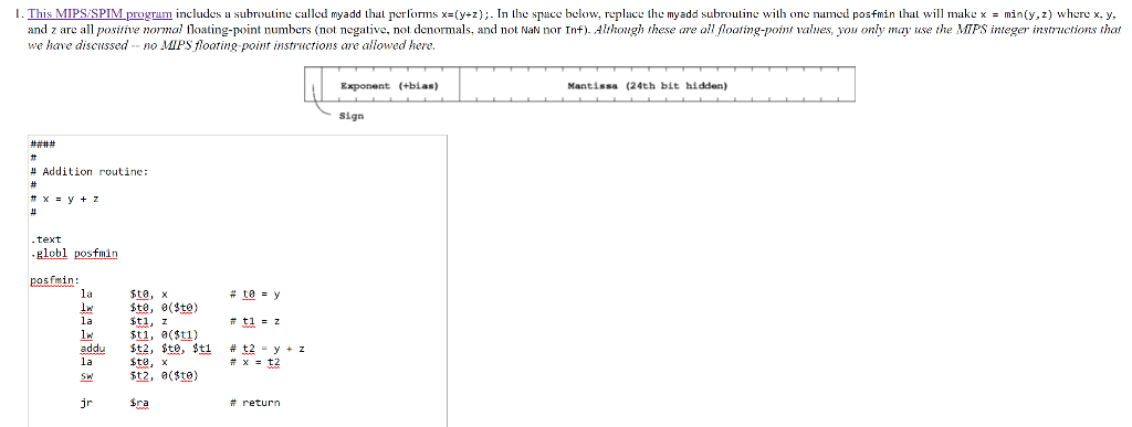 MIPS SPIM program includes a subroutine called myadd | Chegg.com