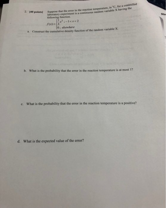 Solved Suppose that the error in the reaction temperature, | Chegg.com