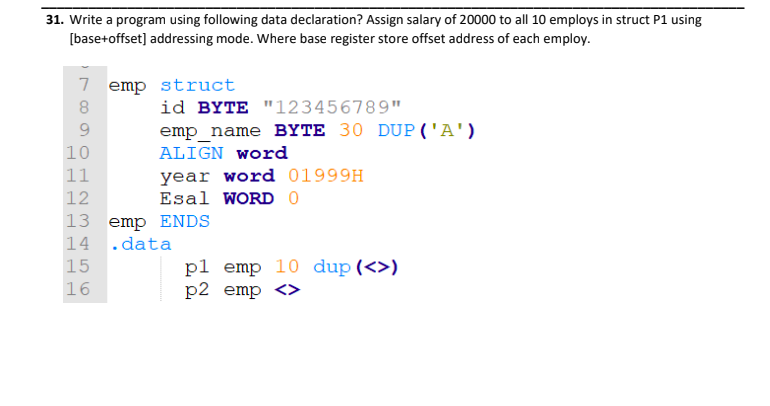 Solved 31 Write A Program Using Following Data Declaration