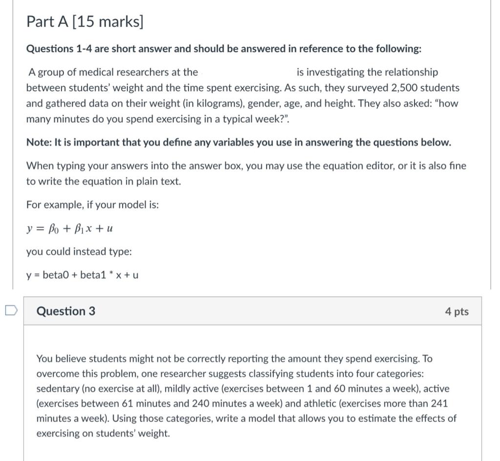 Part A [15 marks] Questions 1-4 are short answer and | Chegg.com