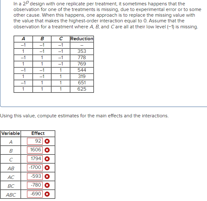 Solved In a 2p design with one replicate per treatment, it | Chegg.com