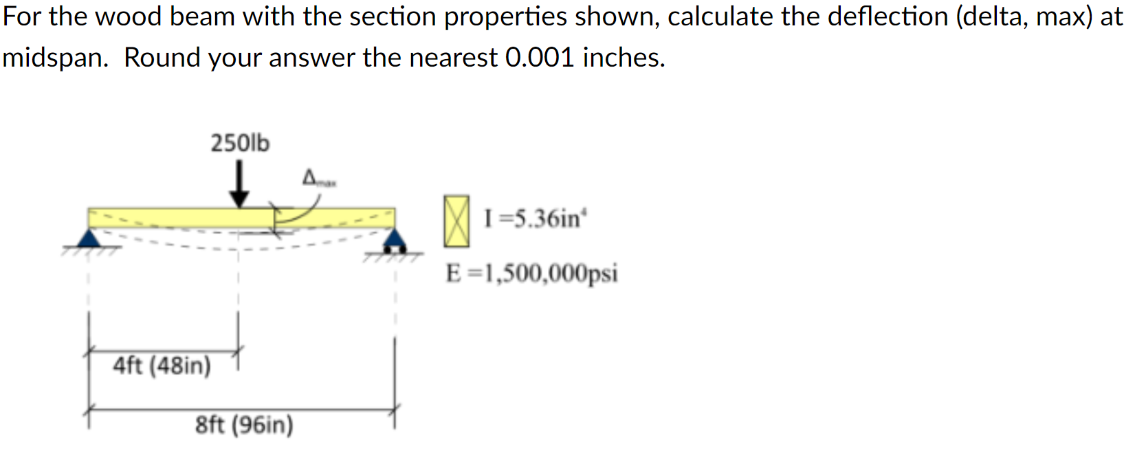 Solved For the wood beam with the section properties shown, | Chegg.com