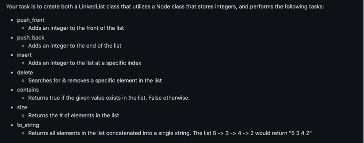 Solved Your task is to create both a LinkedList class that | Chegg.com