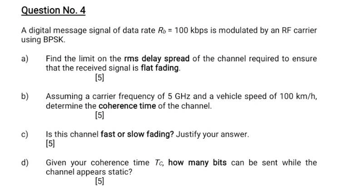 Solved A digital message signal of data rate Rb=100kbps is | Chegg.com