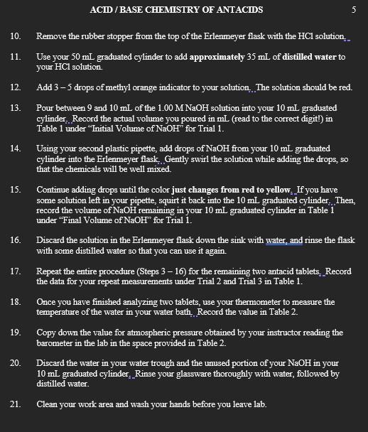 Solved ACDD/BASE CHEMISTRY OF ANTACIDS 1 Use the video and | Chegg.com