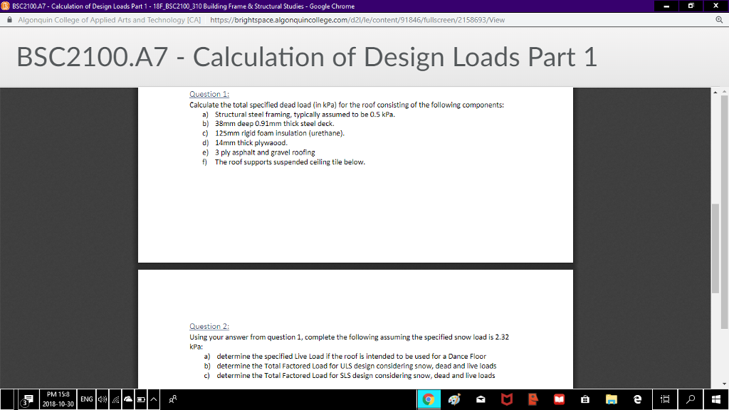 BSC2100A7-Calculation of Design Loads Part 1-1 | Chegg.com