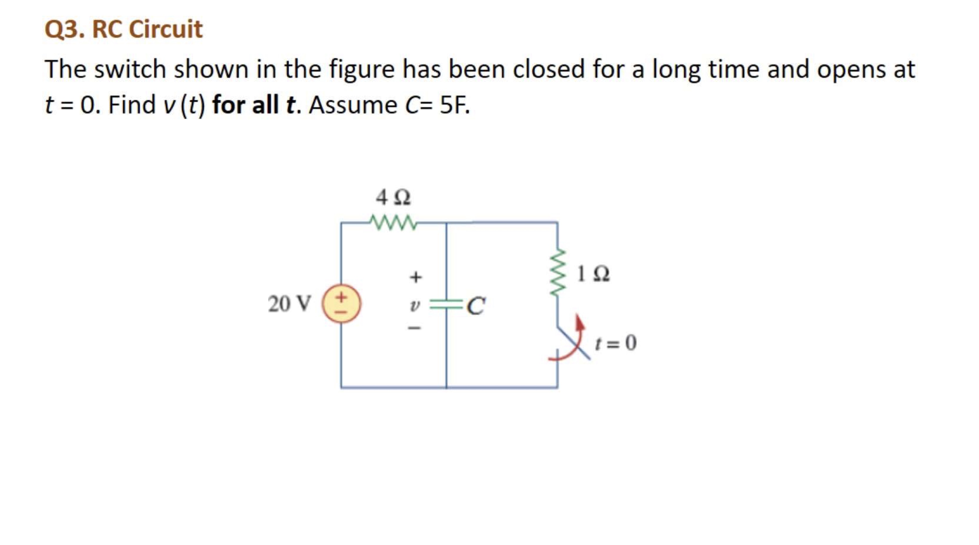 Solved Q3. ﻿RC CircuitThe switch shown in the figure has | Chegg.com