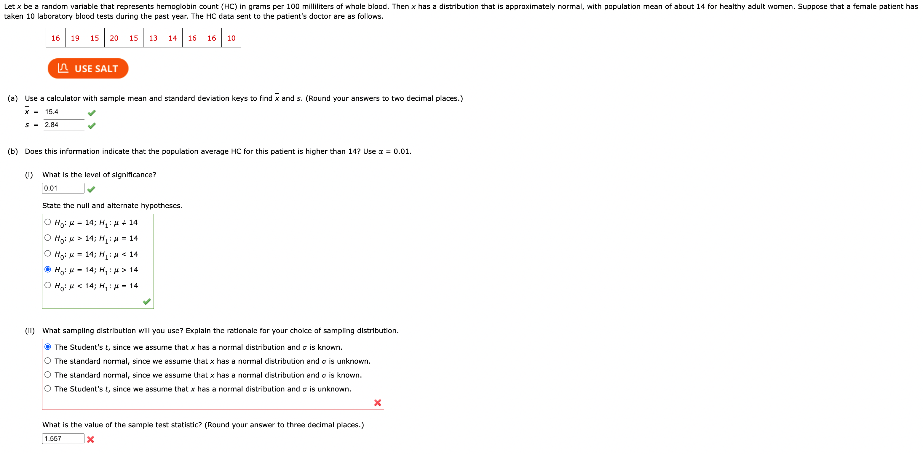 Solved taken 10 ﻿laboratory blood tests during the past | Chegg.com