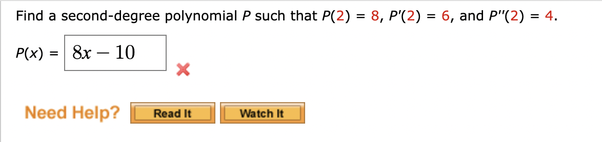 Solved Find a second-degree polynomial P such that | Chegg.com