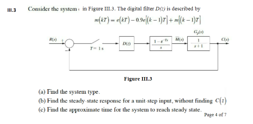 Solved .3 Consider the system , in Figure III.3. The digital | Chegg.com