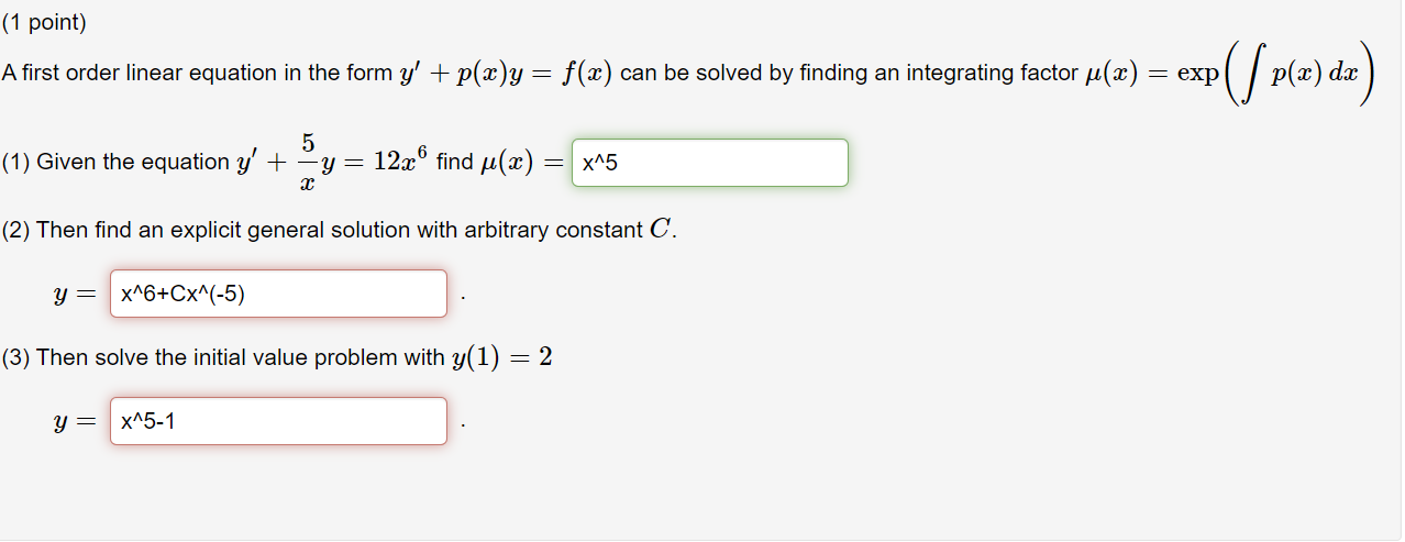 Solved A first order linear equation in the form | Chegg.com