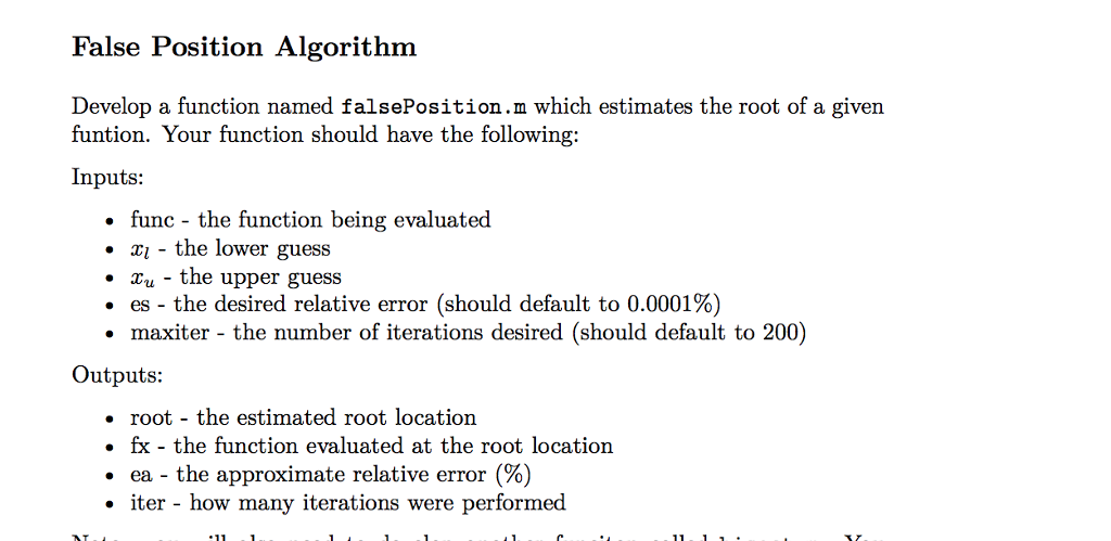 Solved False Position Algorithm Develop a function nanmed | Chegg.com