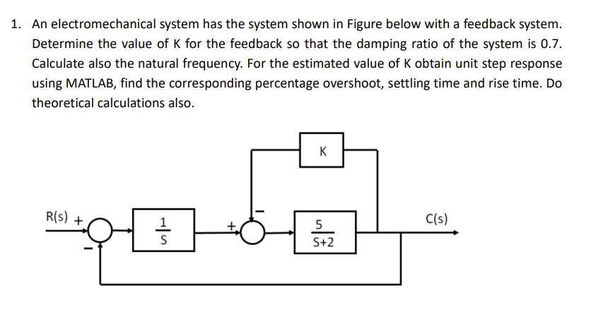Solved 1. ﻿An electromechanical system has the system shown | Chegg.com