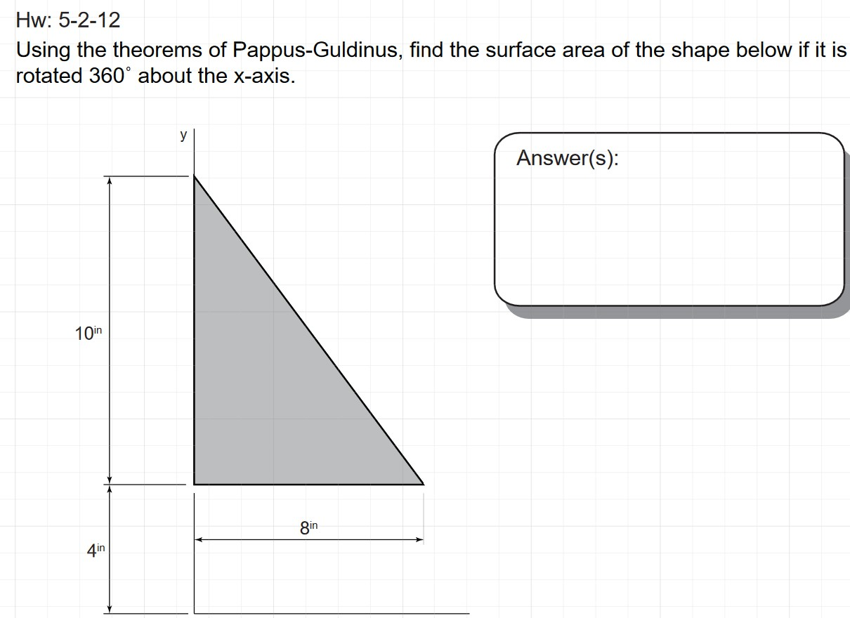 Solved Hw: 5-2-12 Using the theorems of Pappus-Guldinus, | Chegg.com