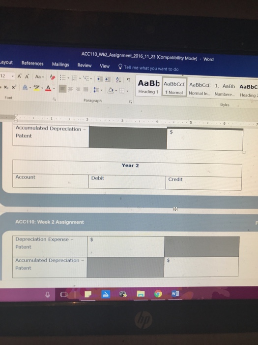 Solved ACC110 Wk2 Assignment 201611,23 (Protected View) - | Chegg.com