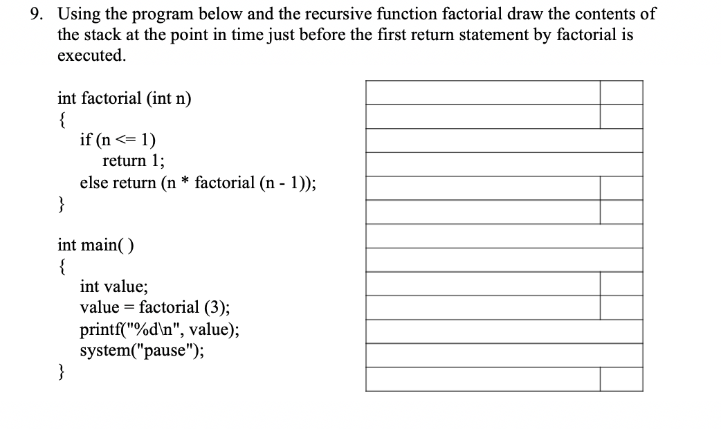 Solved 9. Using the program below and the recursive function | Chegg.com