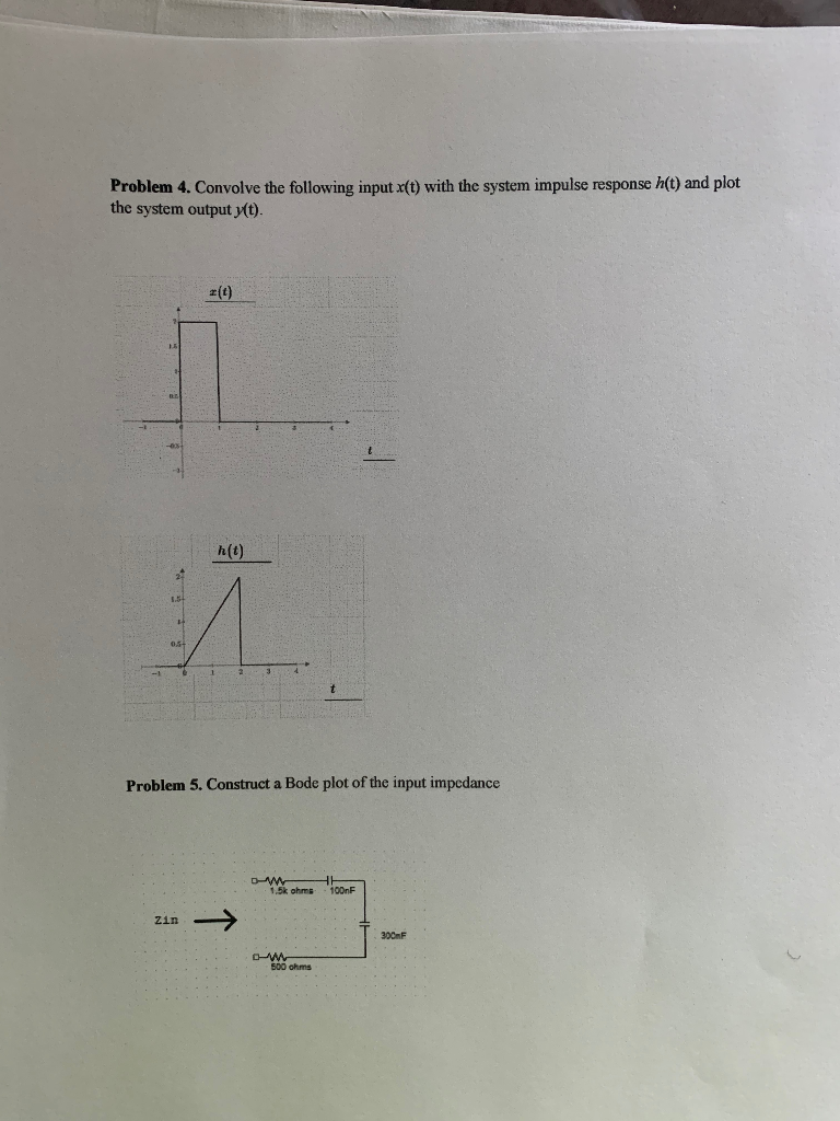 Solved Problem 4. Convolve the following input X(t) with the | Chegg.com