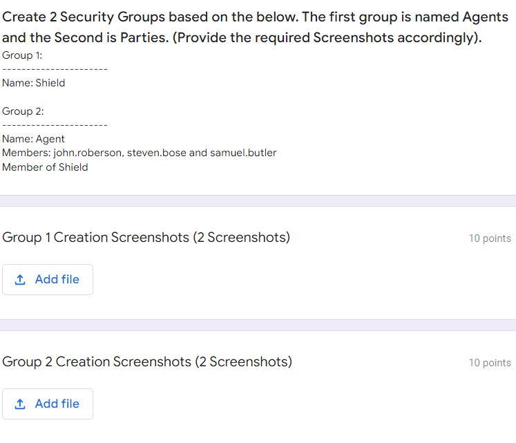 Create 2 Security Groups based on the below. The | Chegg.com