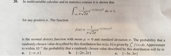 Solved In multivariable calculus and in statistics courses | Chegg.com